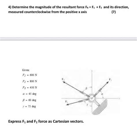 Solved Determine The Magnitude Of The Resultant Force Fr F1 Fz And 1 Answer