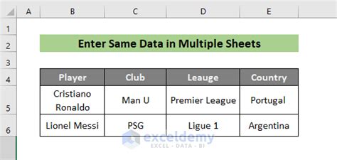 how to enter same data in multiple sheets in excel exceldemy