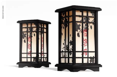 일본 나무 램프 모형 왼쪽 보기 및 오른쪽 보기 프리미엄 Psd 파일