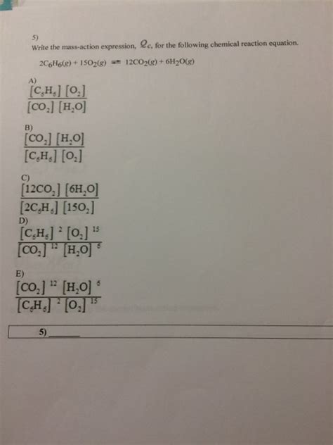 Solved Write The Mass Action Expression Q C For The