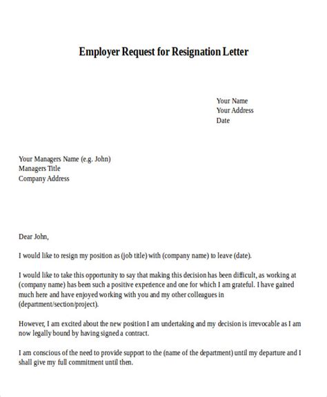 Free 30 Resignation Letter Templates In Pdf Ms Word