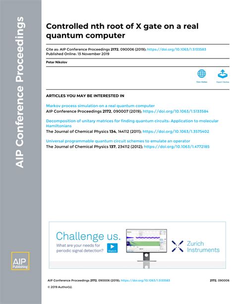 Pdf Controlled Nth Root Of X Gate On A Real Quantum Computer