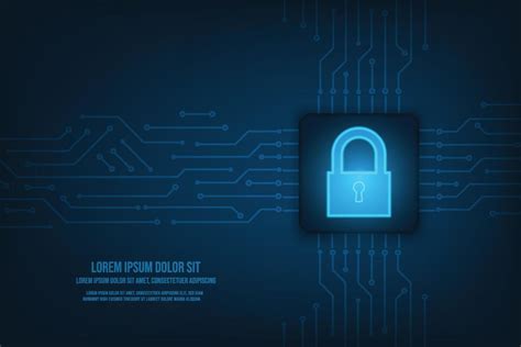 Vector Futuristic Microchip Cpu Circuit Board Blue Light Security
