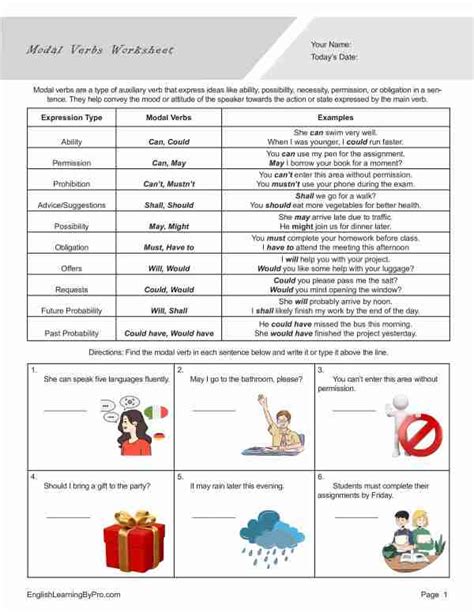 Modal Verbs Worksheet Editable Fillable Printable Pdf Englishlearningbypro