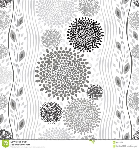 Monochrome Seamless Pattern Of Abstract Flowers Stock Illustration Illustration Of Graphic