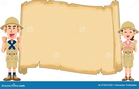 Treasure Map Frame And Exciting Couple Stock Vector Illustration Of