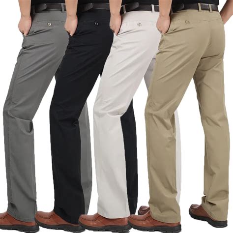 Mens Clothing Casual Pants 100 Pure Cotton Formal Trousers Chino