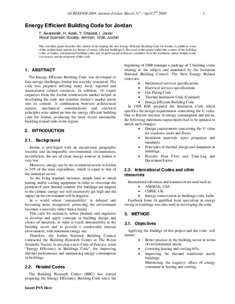 Pdf Energy Efficient Building Code For Jordan