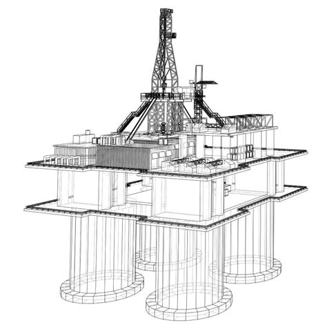 Offshore Oil Drilling Platform Sketch Stock Illustrations 177