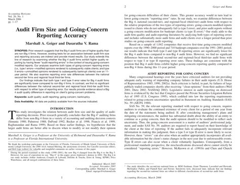 Pdf Audit Firm Size And Going Concern Reporting Accuracy