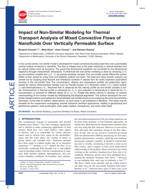 Pdf Impact Of Non Similar Modeling For Thermal Transport Analysis Of