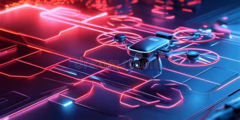 A Futuristic Ai Powered Urban Air Mobility Network Featuring Glowing