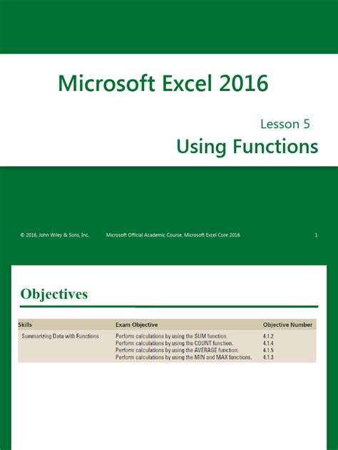 Lesson 5 Excel Pdf
