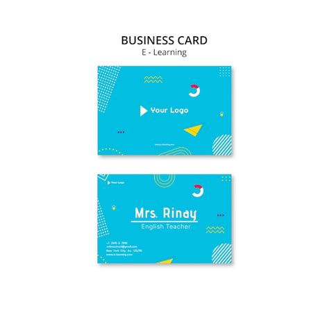 전자 학습 및 온라인 수업 가로 명함 템플릿 무료 Psd 파일