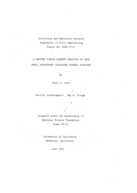 Pdf A Refined Finite Element Analysis Of Thin Shell Structures Including Dynamic Loadings