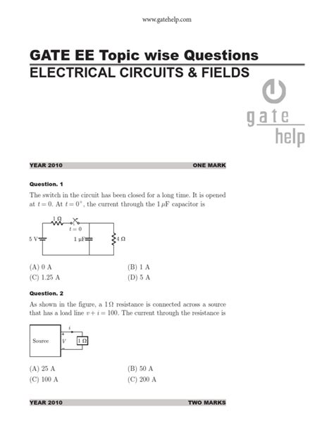 Electric Circuit And Fields Questions Pdf Inductor Inductance