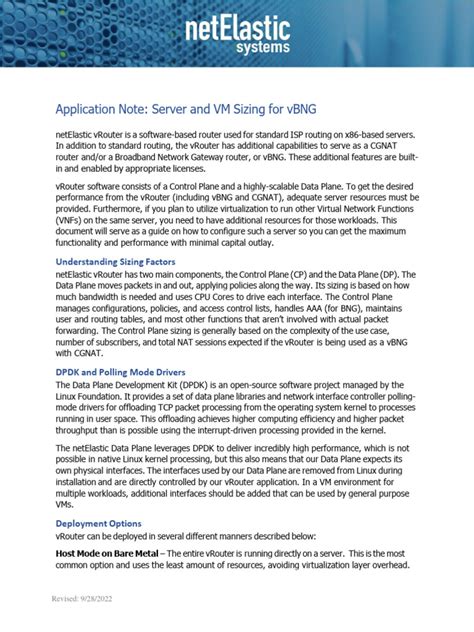 An Server And Vm Sizing For Vrouter And Vbng Download Free Pdf
