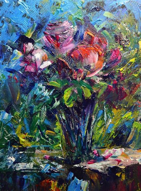 Jay Jack Jung 1955 Expressionism Still Life Flowers In Vase