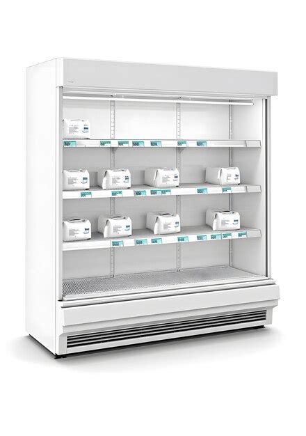 Refrigerador Comercial Branco Com Portas E Prateleiras De Vidro Imagem Premium Gerada Com Ia