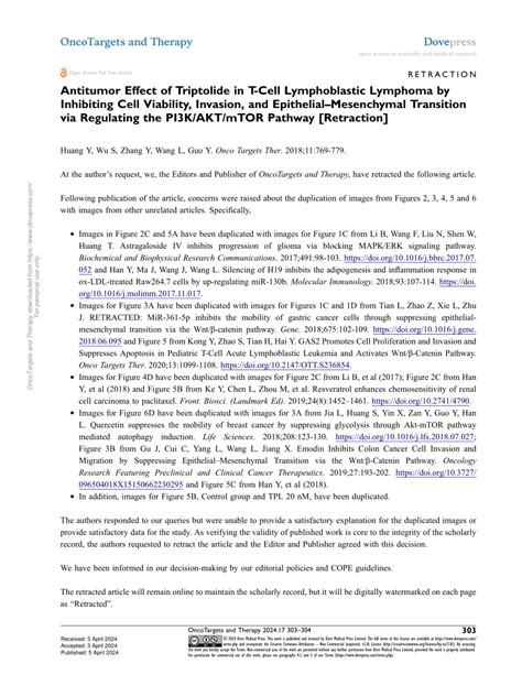 Pdf Antitumor Effect Of Triptolide In T Cell Lymphoblastic Lymphoma