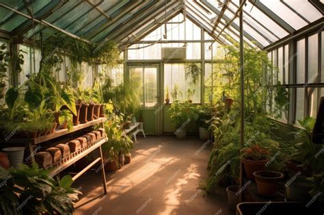 Premium Ai Image Greenhouse Temperature And Humidity Controls Created With Generative Ai