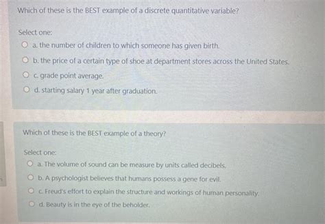 Solved Which Of These Is The Best Example Of A Discrete