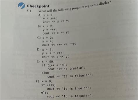 Solved S1 What Will The Following Program Segments Display