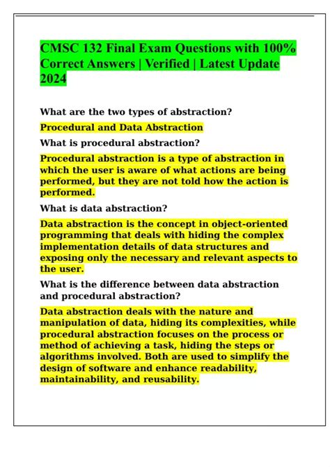 Cmsc 132 Final Exam Questions With 100 Correct Answers Verified