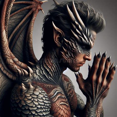 A Man Morphing Into A Dragon With Wings Spreading From His Ac Stock Illustration Illustration