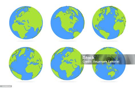 지구 지구 3d 아이콘 대륙이 있는 지구 반구 세계지도 세트 벡터 일러스트 Eps 10 지구본에 대한 스톡 벡터 아트 및 기타 이미지 Istock