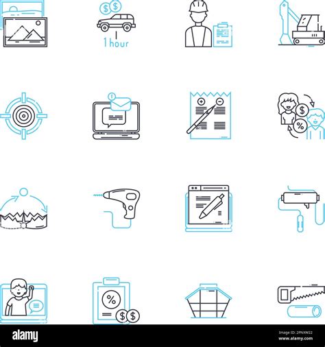 Digital Workforce Linear Icons Set Automation Robotics Virtuality Collaboration Efficiency