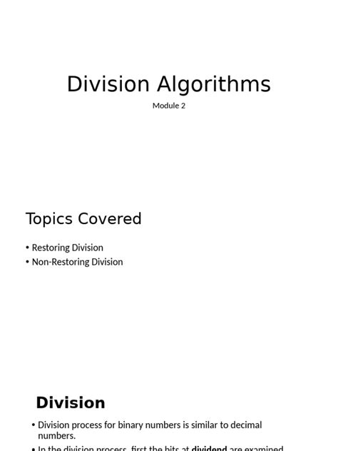 part 3 division algorithms pdf division mathematics theoretical