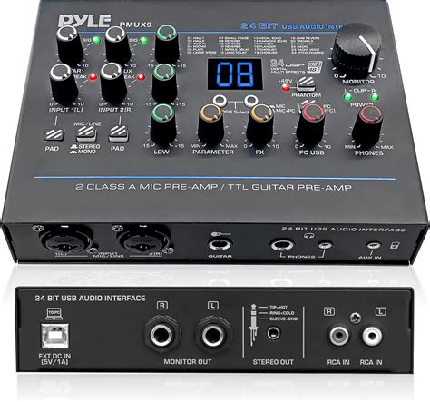 Pyle Professional Usb Audio Interface With Mic Line Guitar Aux Stereo And Rca