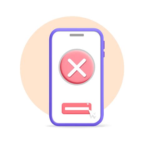 3d Vector Cartoon Render Smartphone Icon With Cancel Button