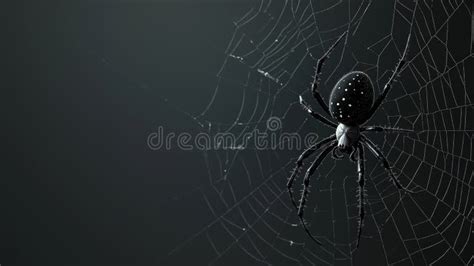 Spooky Black And White Spider Hangs From Its Web Creating A Creepy And
