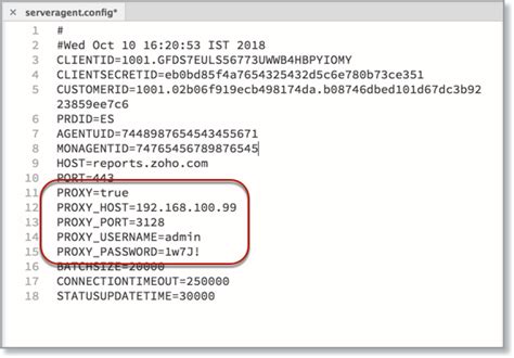modify the proxy settings parameters as given below and save the file