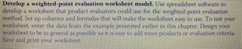 Solved Develop A Weighted Point Evaluation Worksheet Model