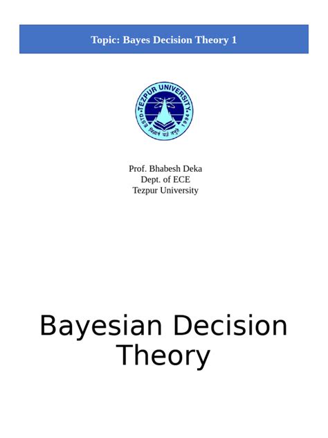 41 Bayes Decision Theory Pdf Bayesian Network Statistical Theory