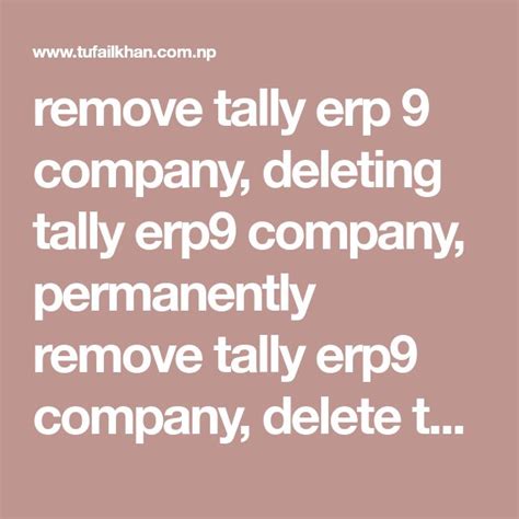 Remove Tally Erp 9 Company Deleting Tally Erp9 Company Permanently Remove Tally Erp9 Company