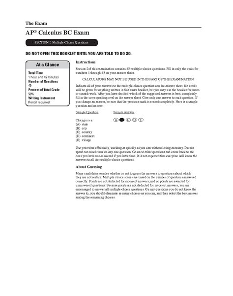 Ap Calculus Bc Full Practice Exam W Answers 2 Ap Calculus Bc Practice Exam Calculus Bc