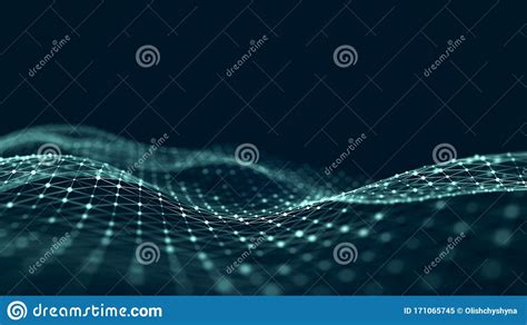 Futuristic Abstract Mesh Wave With The Connection Of Luminous Points And Lines 3d Rendering
