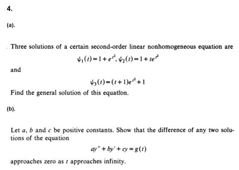 Solved Three Solutions Of A Certain Second Order Linear