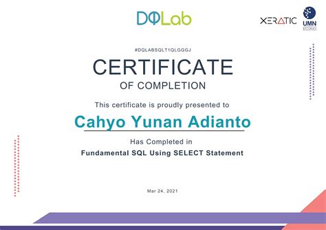 Certificate Dqlab Fundamental Sql Using Select Statement Pdf