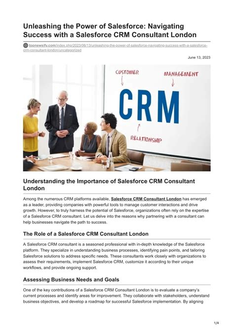 Ppt Unleashing The Power Of Salesforce Navigating Success With A Salesforce Crm Consultant