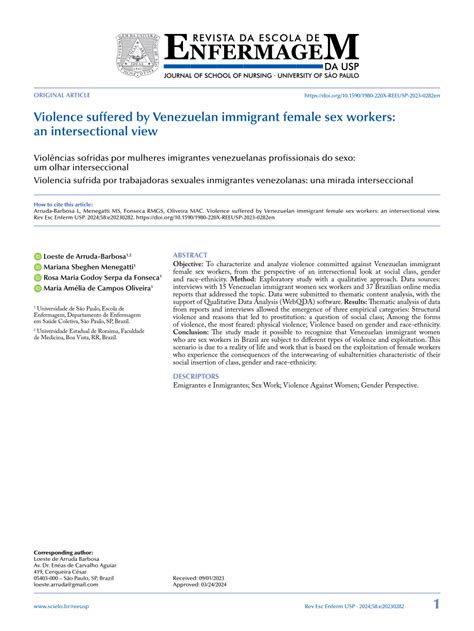 Pdf Violence Suffered By Venezuelan Immigrant Female Sex Workers An