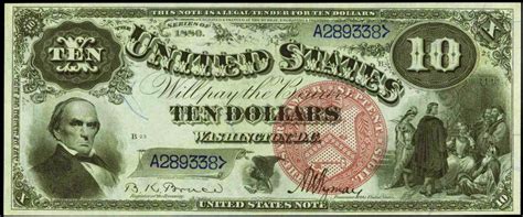 1880 Ten Dollar “jackass Note” Legal Tender Note World Banknotes