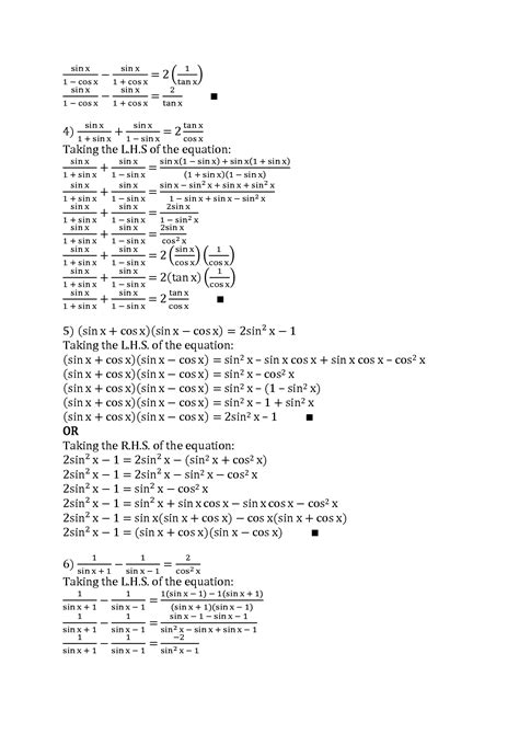 SOLUTION Trigonometric Proofs Ii Studypool