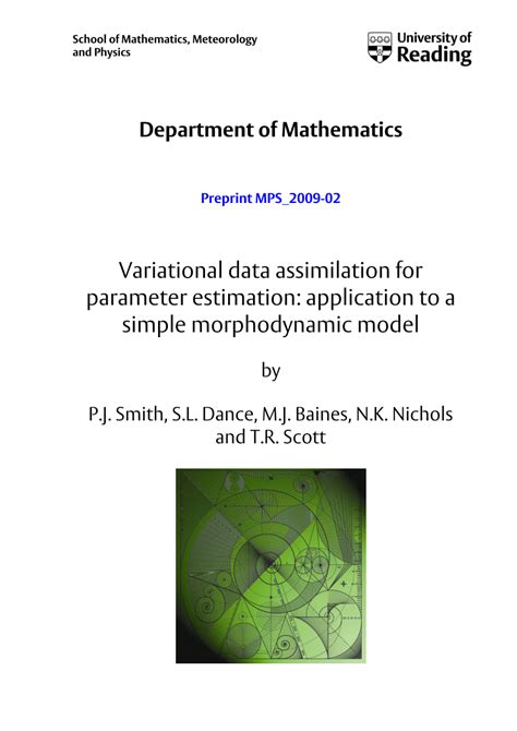 Pdf Variational Data Assimilation For Parameter Estimation