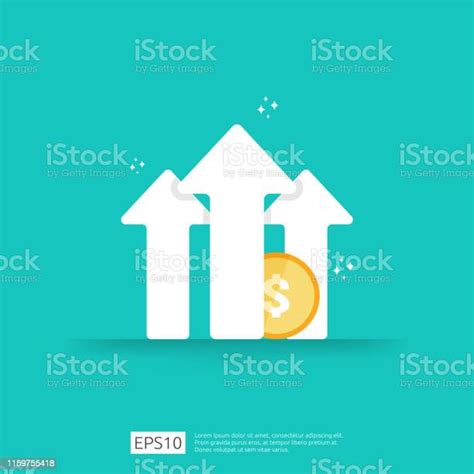 화살표로 투자 Roi 개념에 대한 수익의 재무 성과 소득 급여 비율 증가 영업이익 률 을 달성했습니다 비용 판매 아이콘 달러 기호 플랫 스타일 벡터 일러스트 가격에 대한