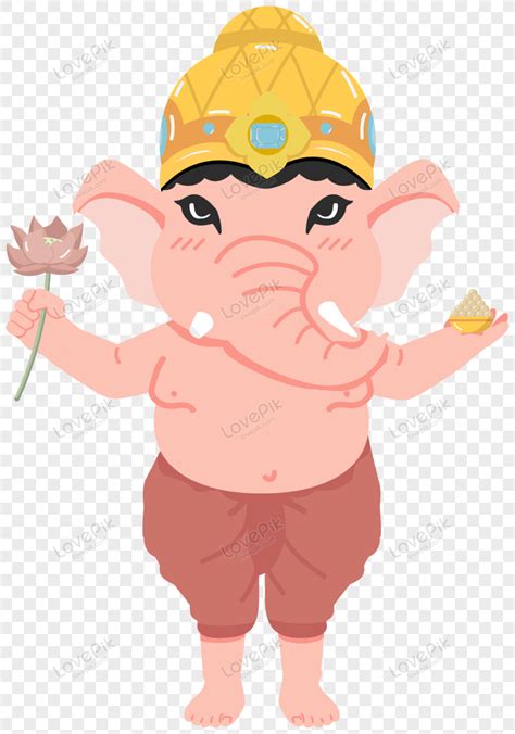 귀여운 코끼리 신 가네샤 만화 Png 일러스트 무료 다운로드 Lovepik